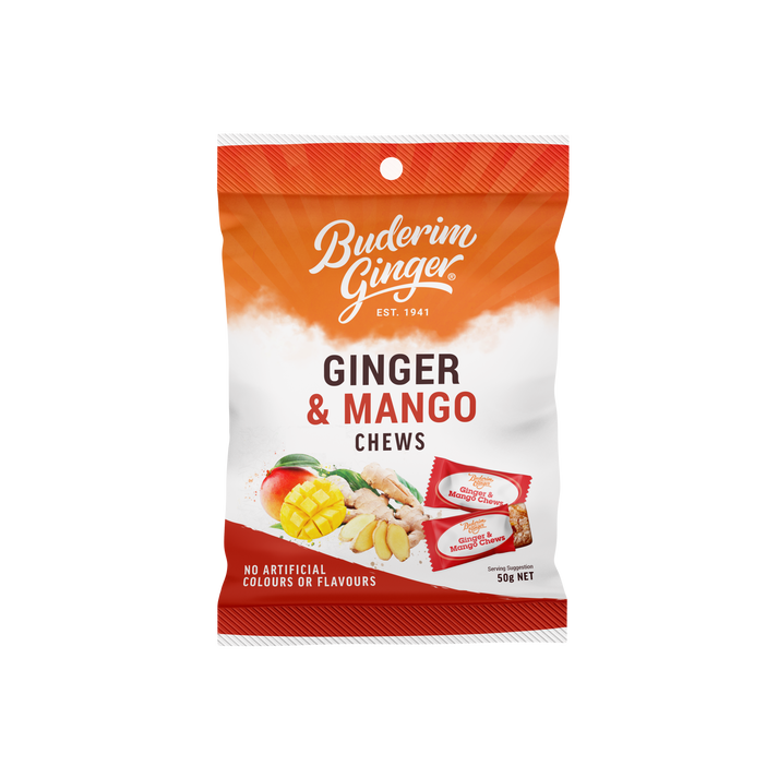 Buderim Ginger Chews - Ginger & Mango 50g – Buderim Ginger Shoppe